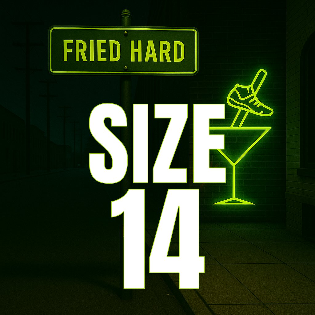 SIZE 14M – Fried Hard Blvd.